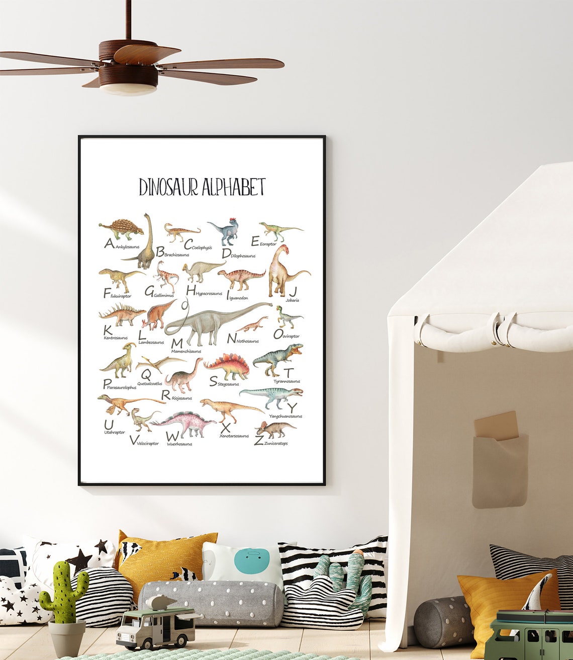 Set of 2 DinosaurAlphabet Number poster Kids Children | Etsy