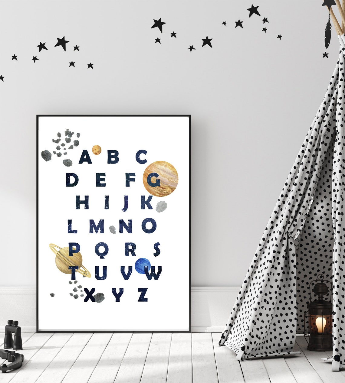 Space ABC Alphabet Poster homeschool Print Watercolor | Etsy