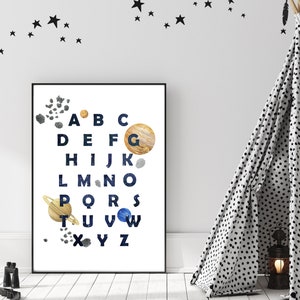 Space ABC Poster: Watercolor Alphabet, Homeschool Print (digital ...