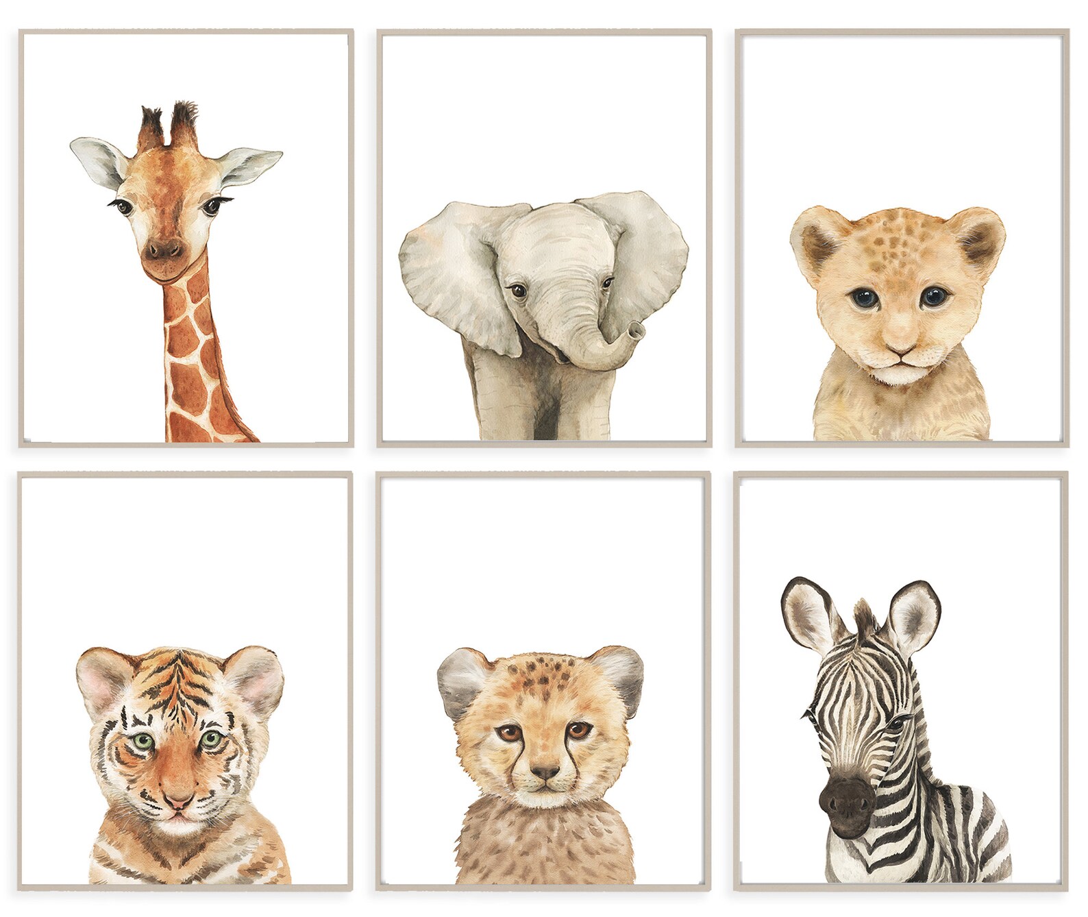 Rion Safari Animal Print, Baby Animal Print, Nursery Wall Art ...