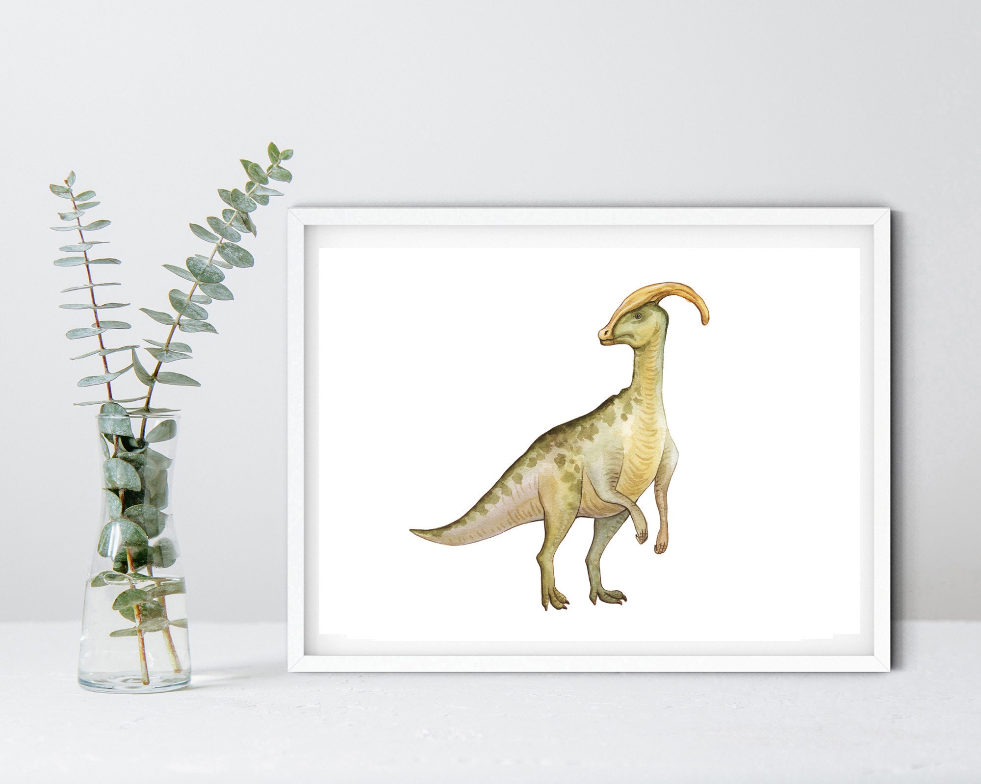 Dinosaur Parasaurolophus Watercolor Prints Nursery Wall Art | Etsy