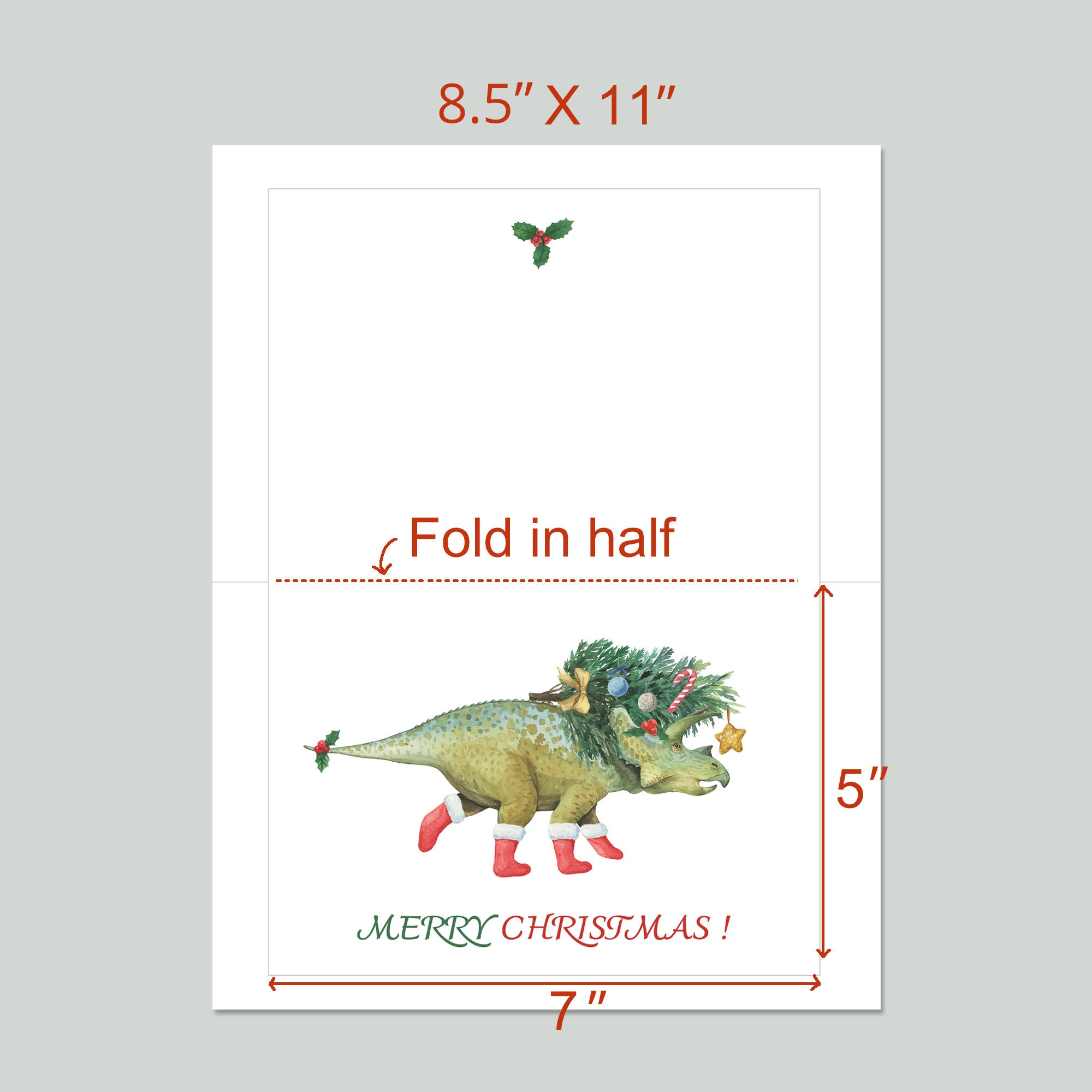 Set of 8 Dinosaur Christmas Cards Dinosaur Holiday Card | Etsy