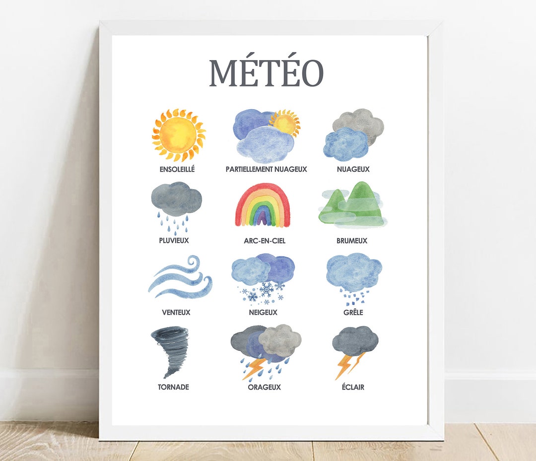 Français Météo, Educational Weather Chart, Printable Classroom ...