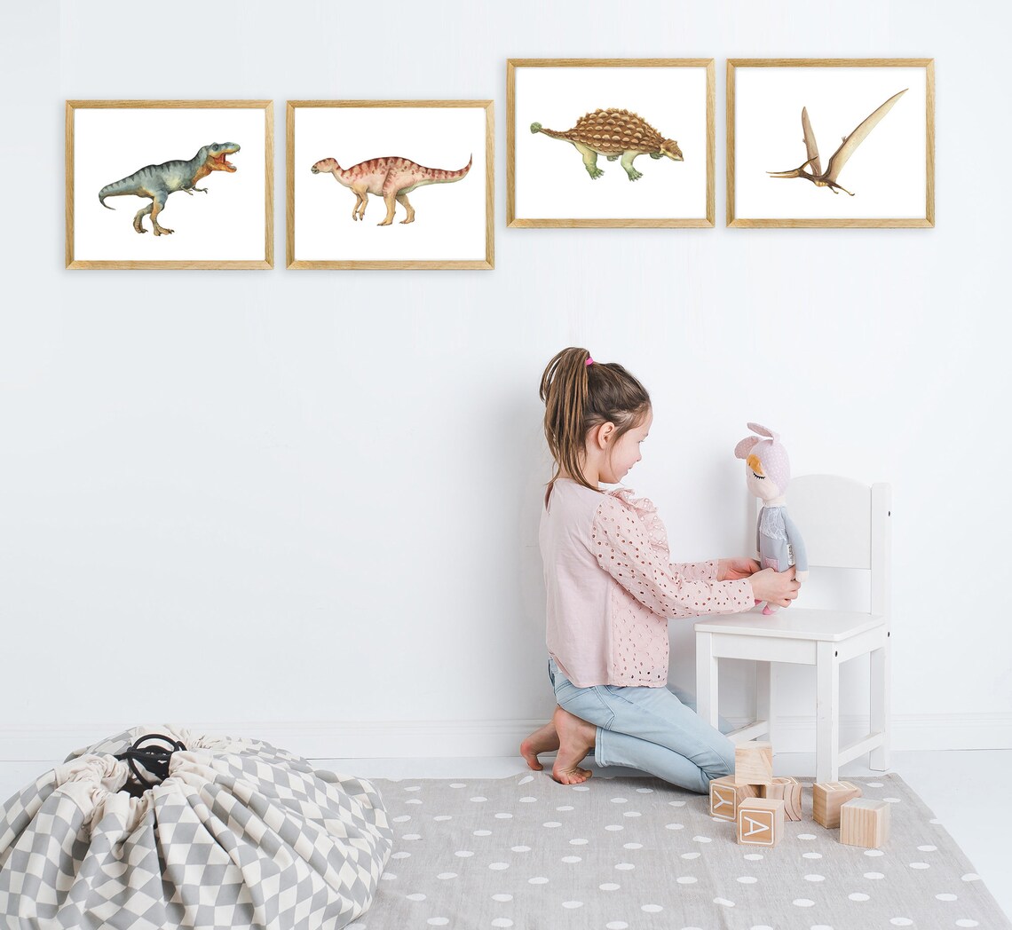 Dinosaur Iguanodon Watercolor Prints Nursery Wall Art | Etsy