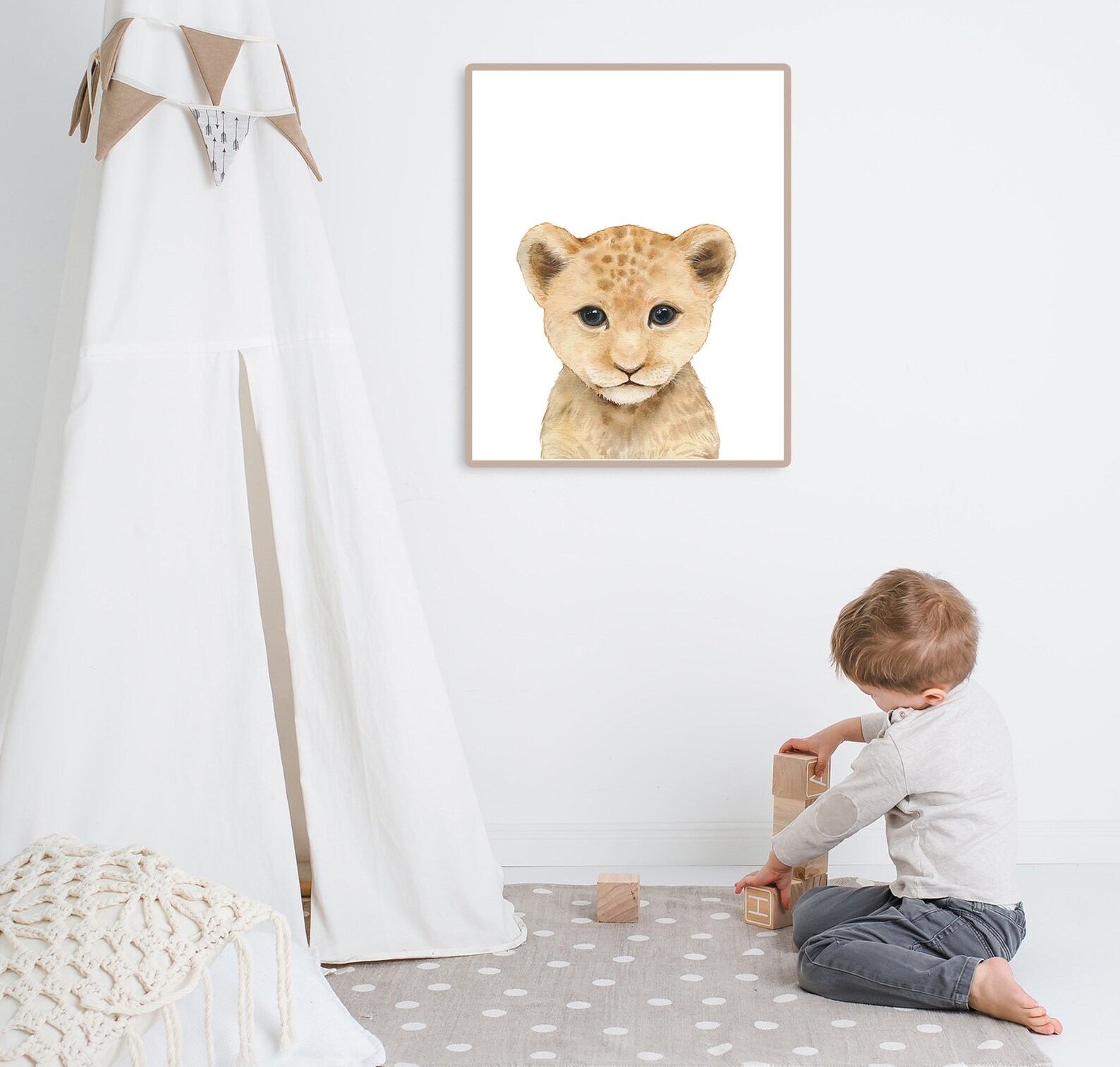 Rion Safari Animal Print, Baby Animal Print, Nursery Wall Art ...