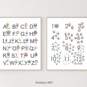 Footprint Alphabet and Number Poster Set , Baby Shower Gift, Alphabet ...