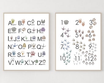 Footprint Alphabet and Number Poster Set ABC Posternursery | Etsy