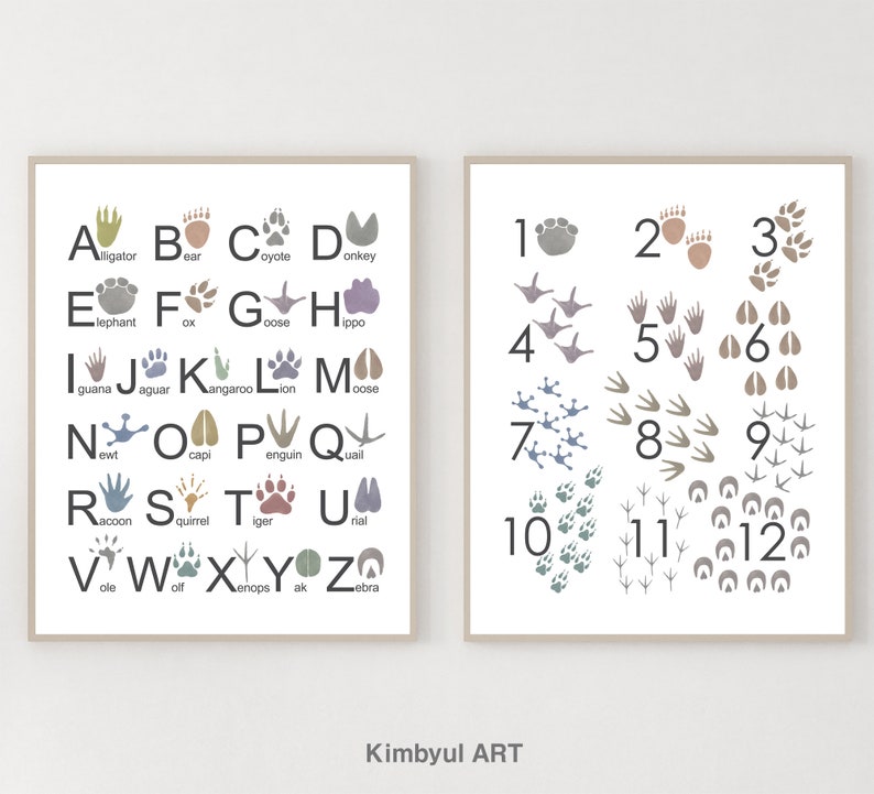 Footprint Alphabet and Number Poster Set Baby Shower Gift | Etsy
