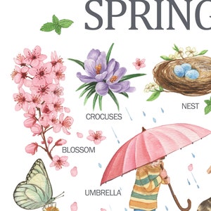 SPRING Printable Wall Art,spring Poster, Kids Children Learning ...
