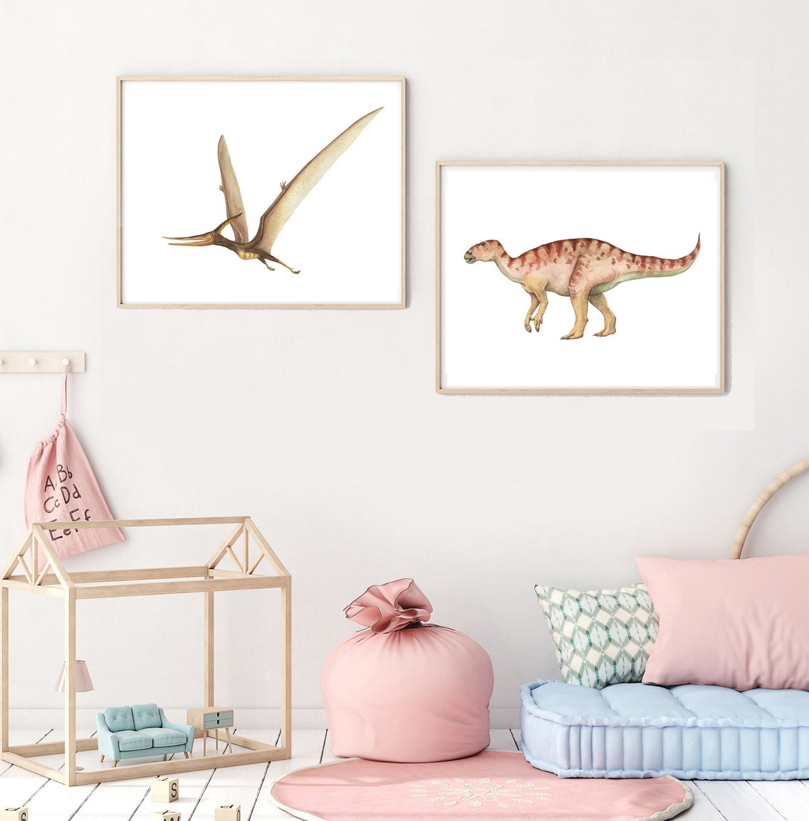 Dinosaur Iguanodon Watercolor Prints Nursery Wall Art | Etsy