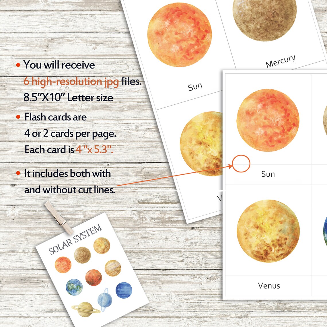 9 Solar System Flash Cards Printable Space Cards Solar - Etsy