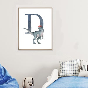 Letter D Dilophosaurus, Dinosaur Watercolor Prints, Nursery Wall Art ...