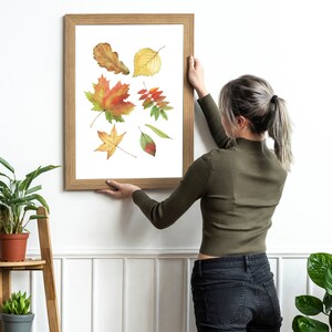 Fall Leaves, Watercolor Printable Wall Art, Thanksgiving Decor, Fall ...