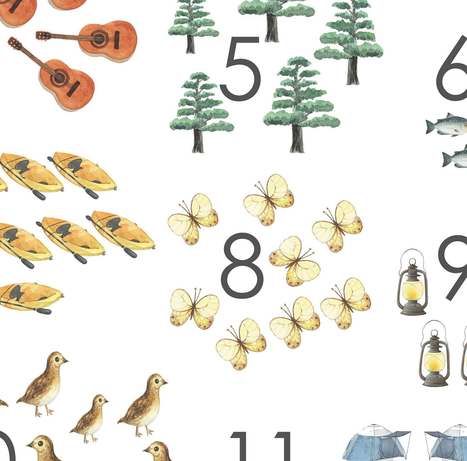 Camping Alphabet and Number Poster Set Baby Shower Gift | Etsy