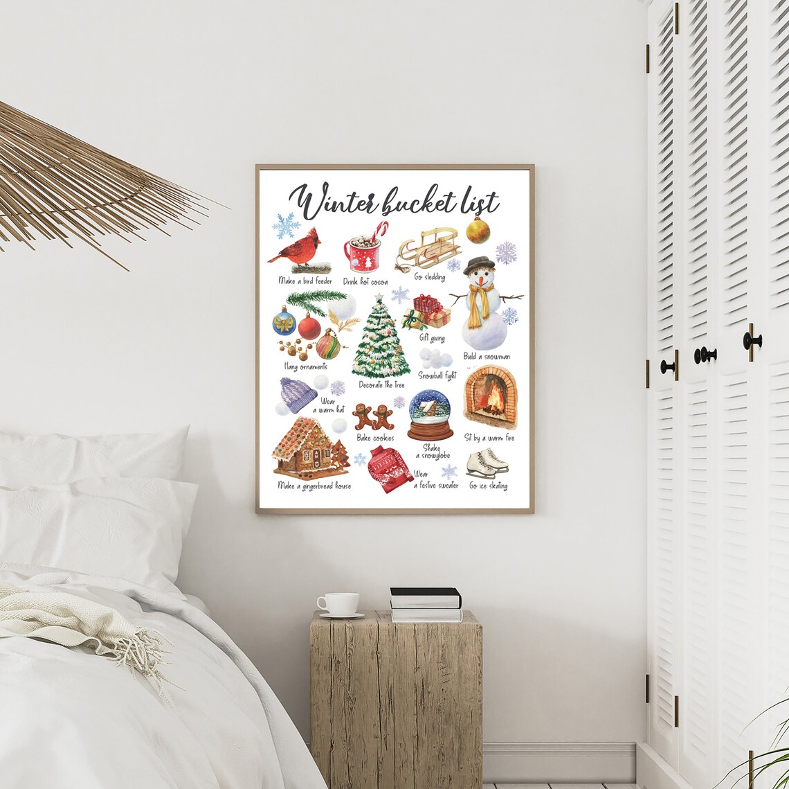 Winter Bucket List Wall Art Winter Printable Wall Artwinter - Etsy