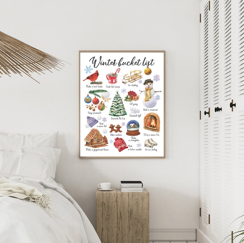 Winter Bucket List Wall Art Winter Printable Wall Artwinter - Etsy