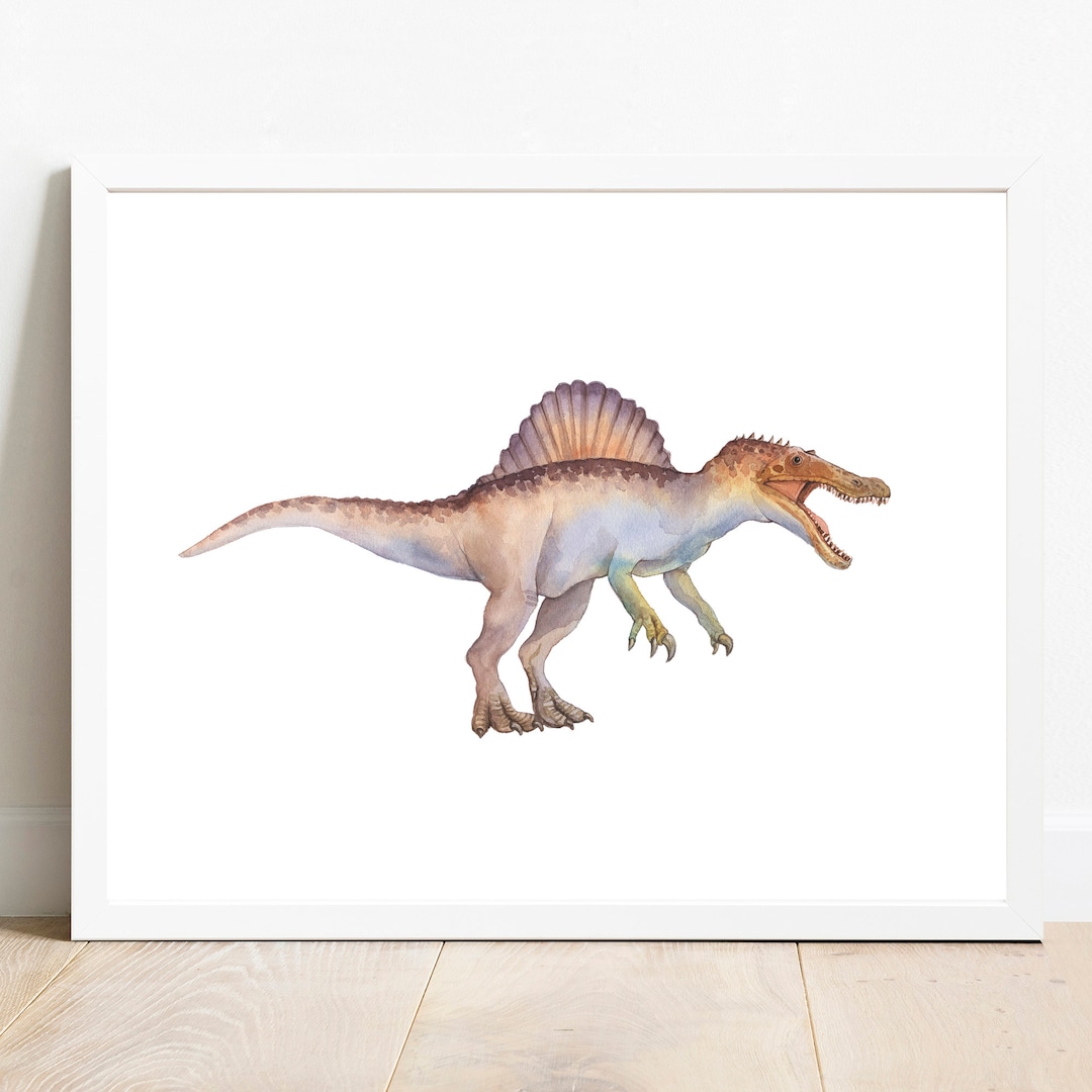 Dinosaur Spinosaurus Watercolor Prints, Nursery Wall Art, Dinosaur ...