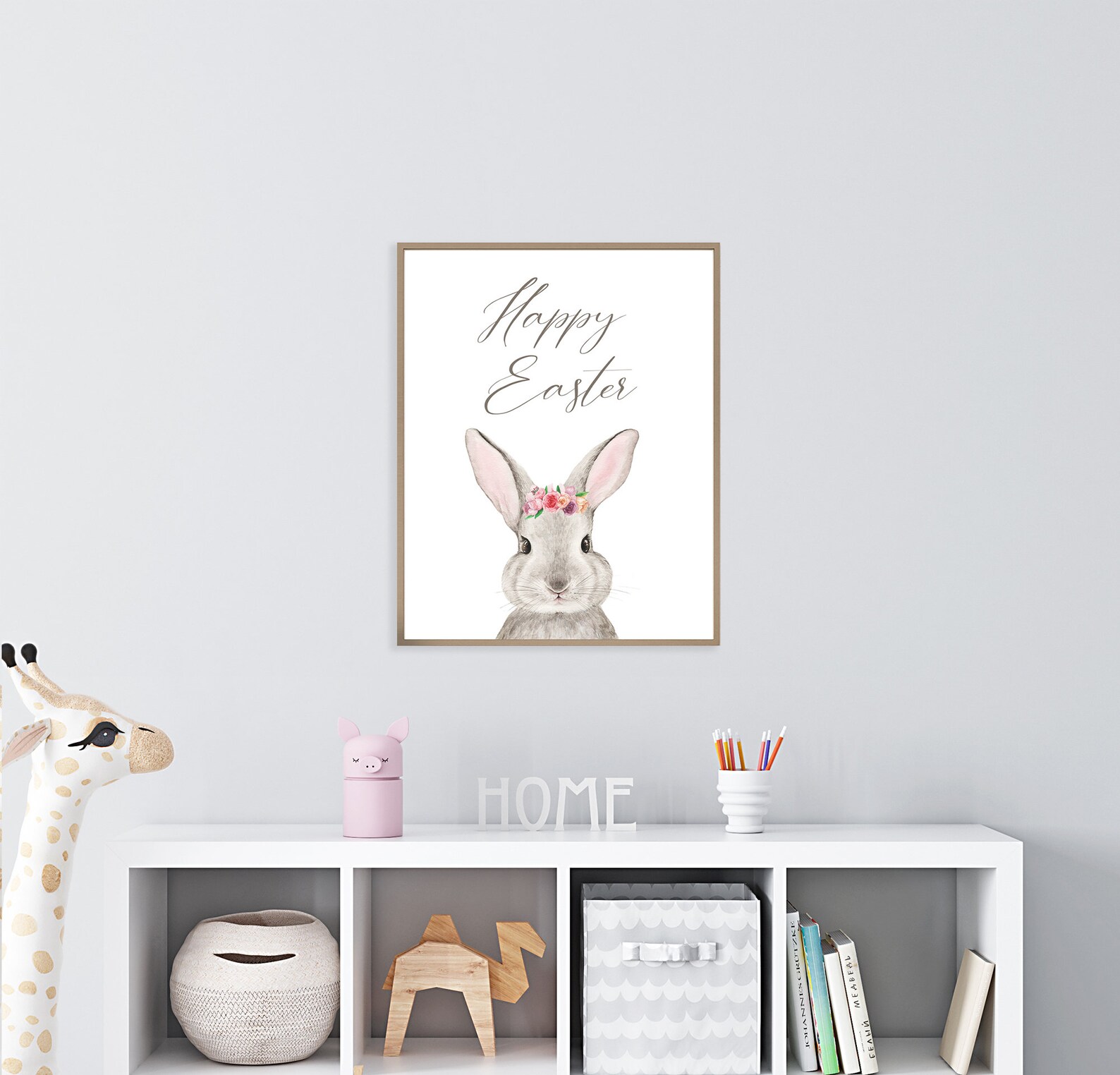 Happy Easter Easter Bunny Prints Baby Animal Print Nursery - Etsy