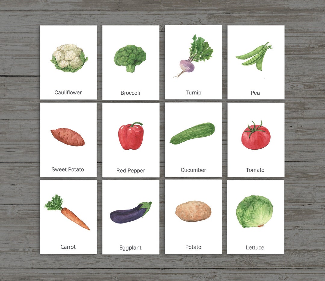 21 Vegetables Flashcards, Image Cards for Kids, Printable Activity ...