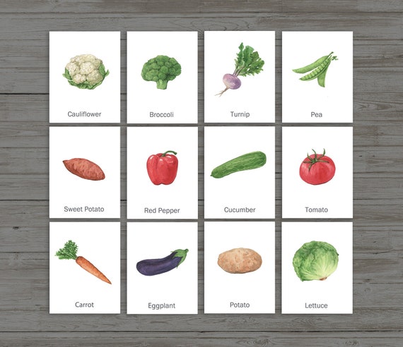 21 Vegetables Flashcards Image Cards for Kids Printable - Etsy