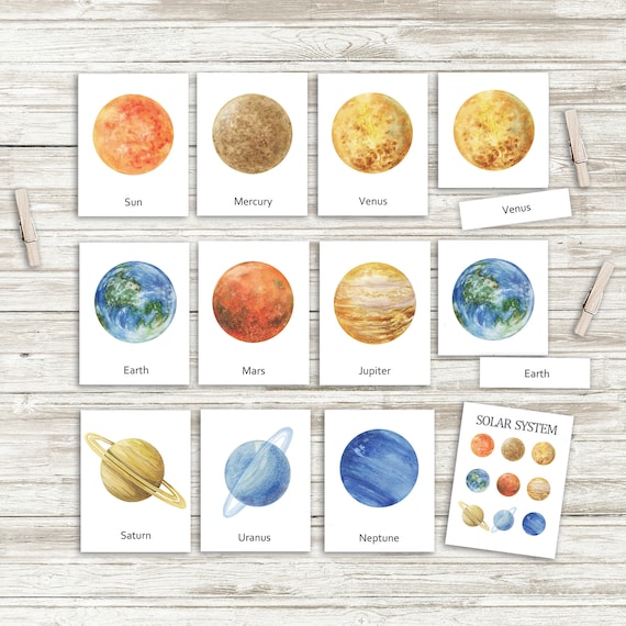 9 Solar System Flash Cards Printable Space Cards Solar - Etsy