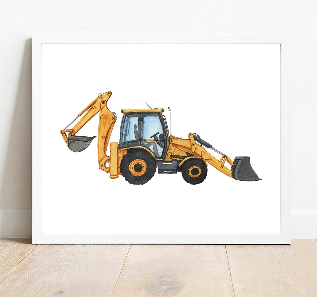 Backhoe Loader, Transport Prints, Boy Nursery Decor, Construction Party ...
