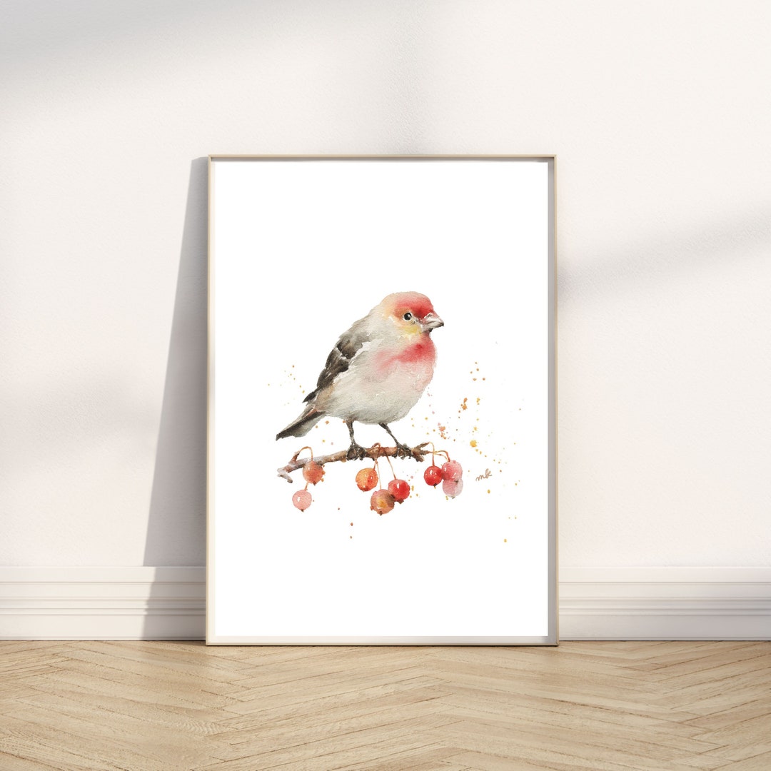Birds Watercolor Art, Finch, Birds Wall Art, Farmhouse Decor, Nursery ...