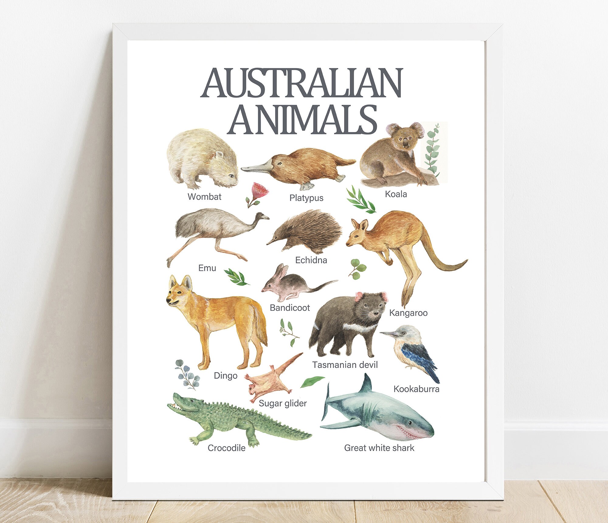 Animals set 6 Educational Printable Wall Art Learning Home | Etsy