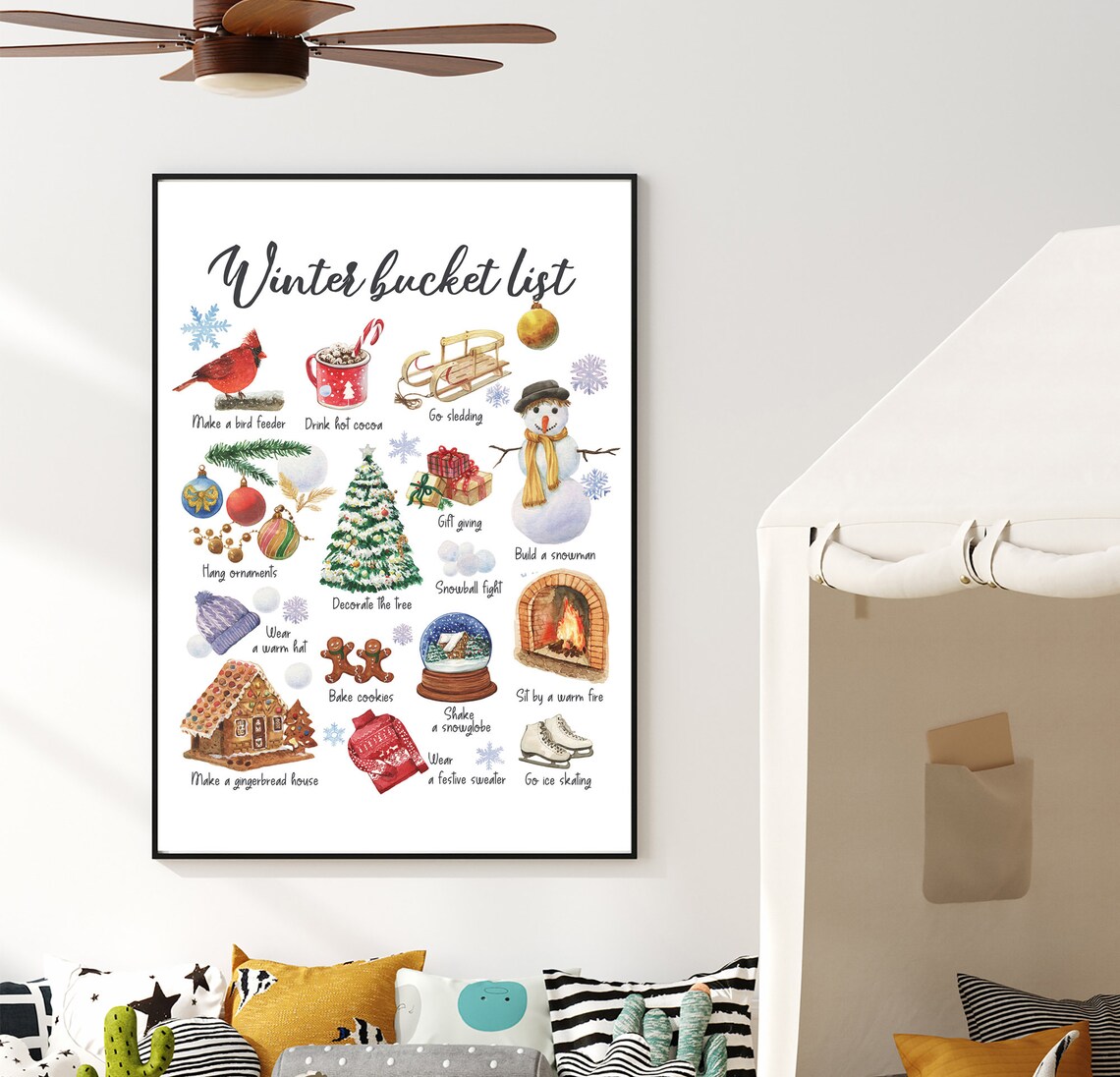Winter Bucket List Wall Art Winter Printable Wall Artwinter - Etsy