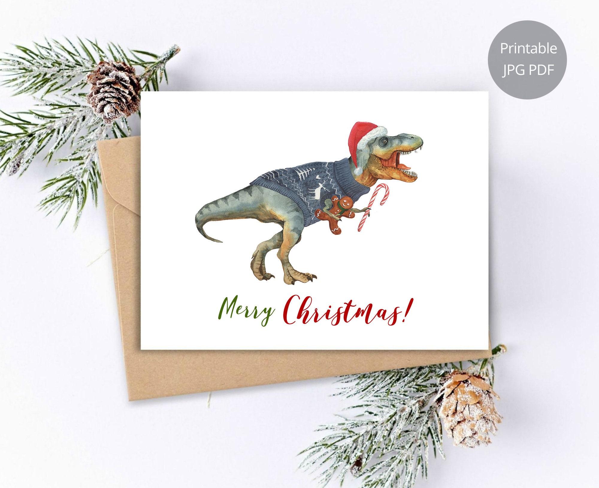 Set of 8 Dinosaur Christmas Cards Dinosaur Holiday Card - Etsy