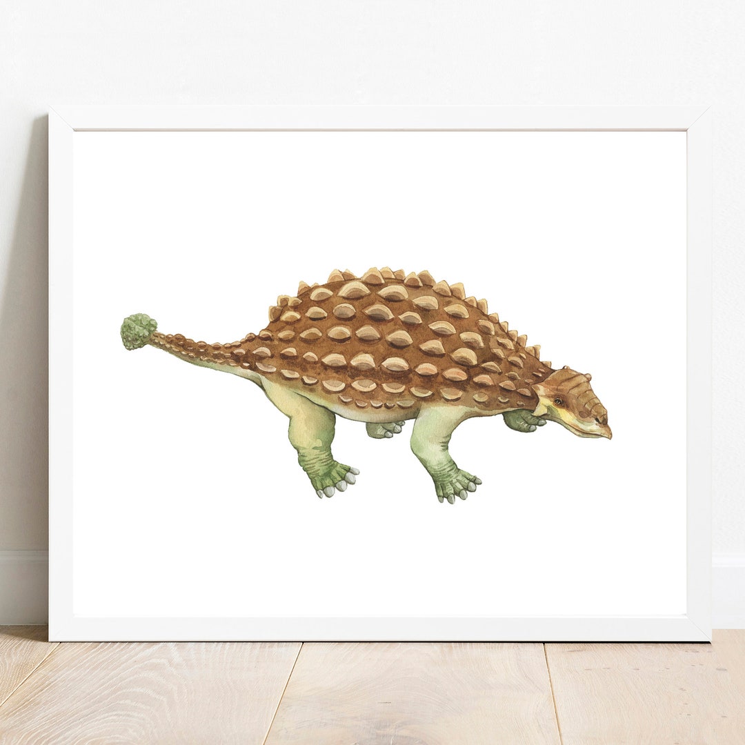 Dinosaur Ankylosaurus Watercolor Prints, Nursery Wall Art, Dinosaur ...
