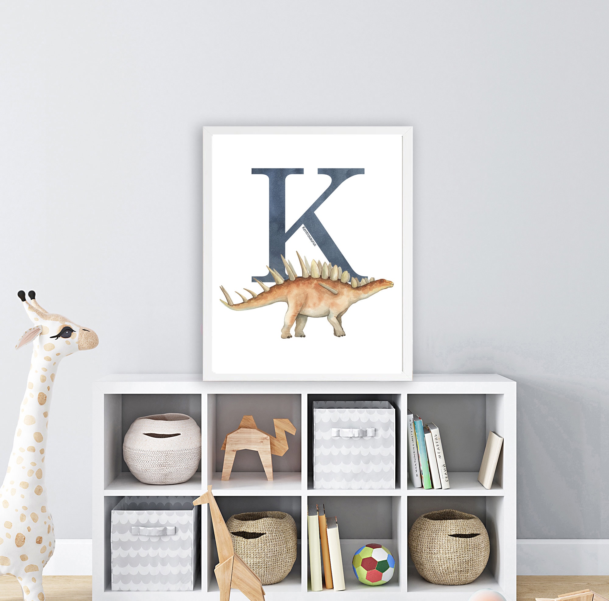 Letter K Kentrosaurus Dinosaur Watercolor Prints Nursery - Etsy
