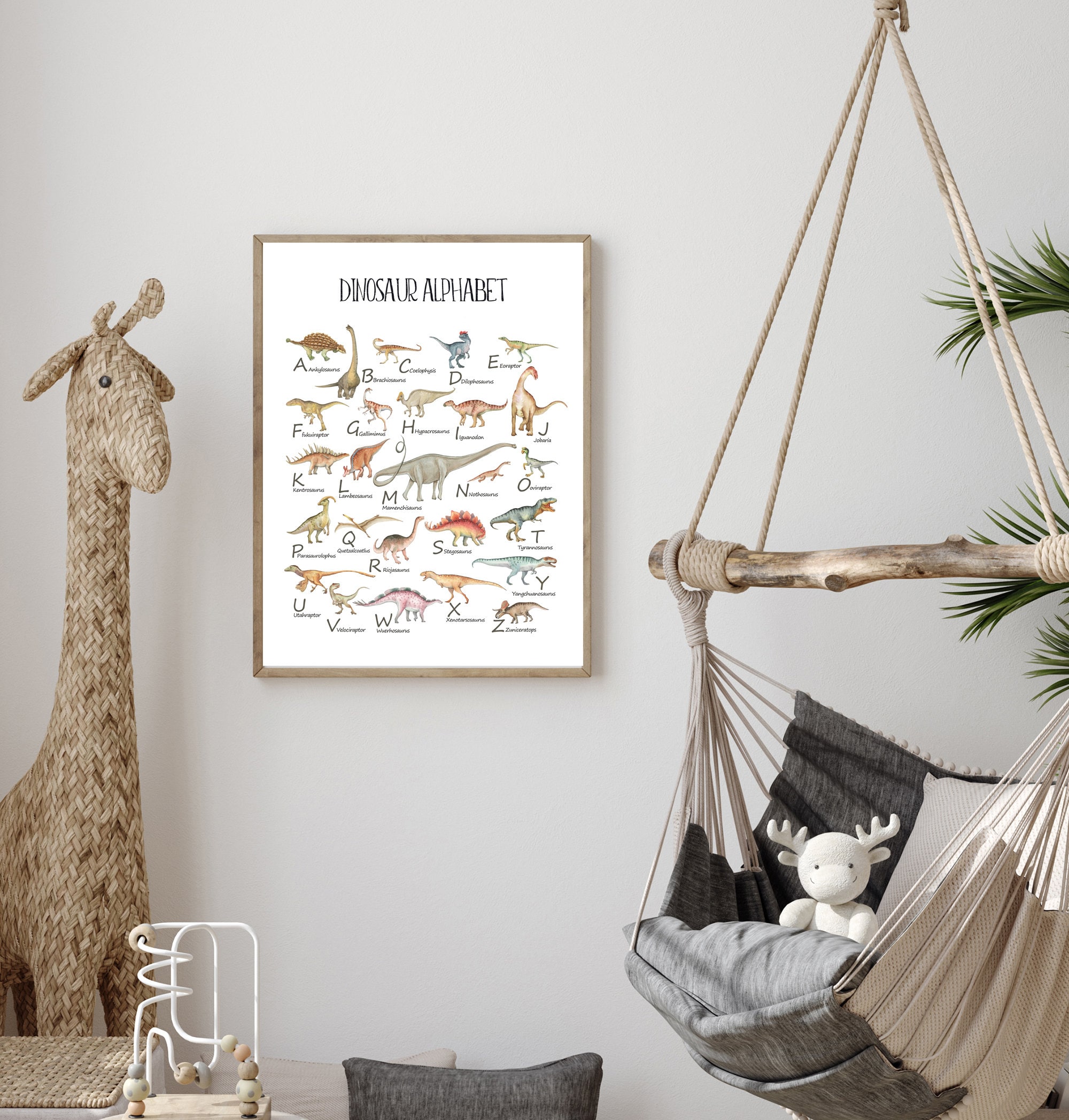 Dinosaur Alphabet ABC Poster Kids Children Learning Nursery - Etsy
