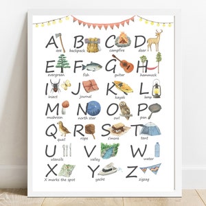 Camping Nursery Alphabet Print, Alphabet Poster, Alphabet Poster, Abc ...