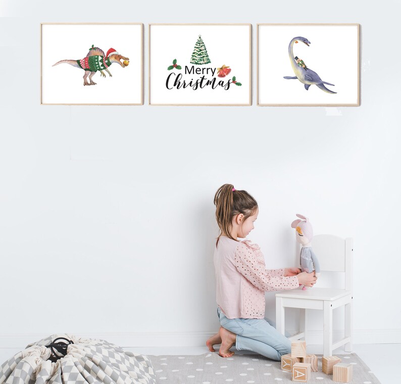 Christmas Wall Art Watercolor Prints Holiday Wall | Etsy