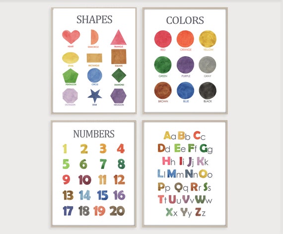 Educational Prints Set of 4 colors printable Learning Home | Etsy