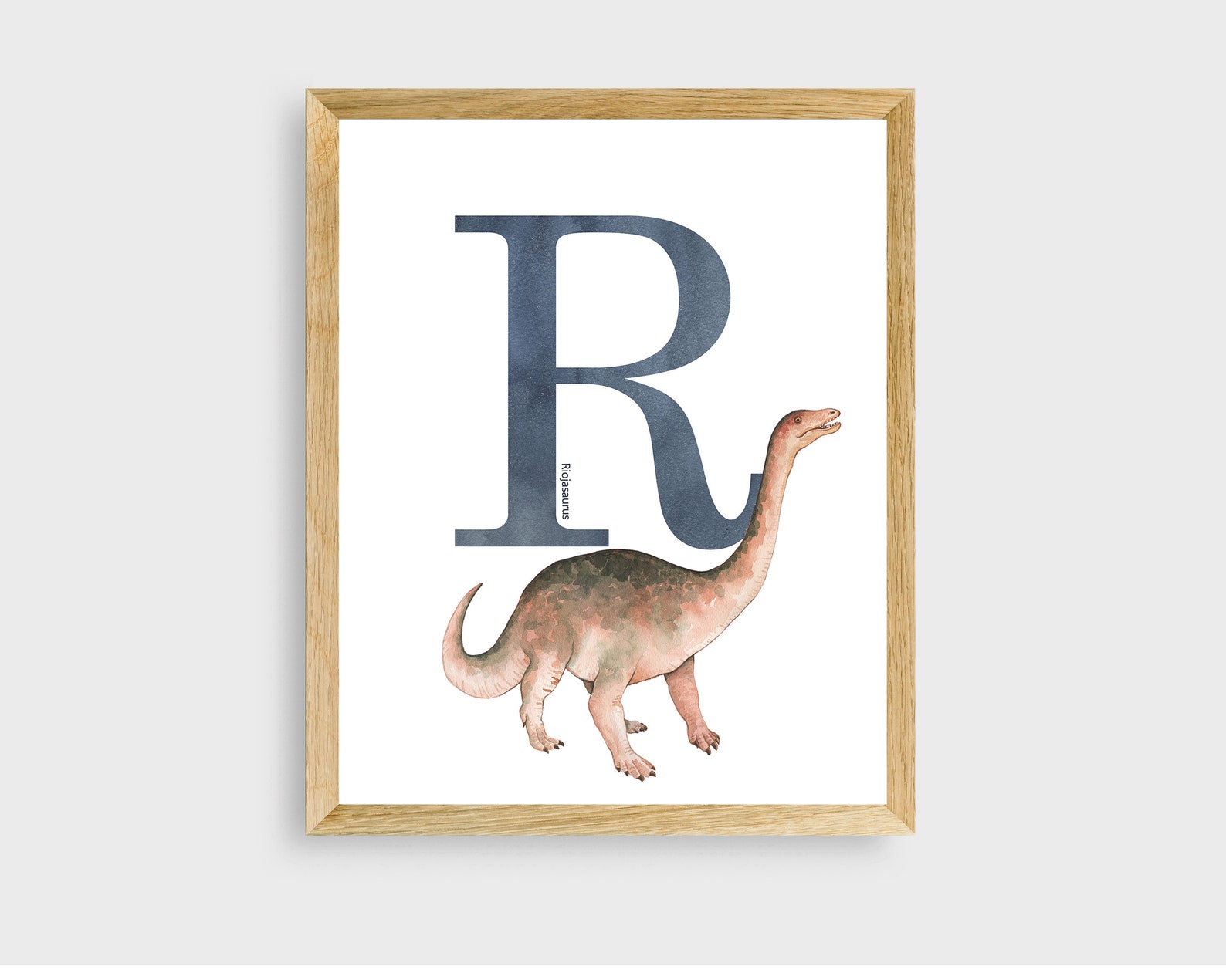 Letter R Riojasaurus Dinosaur Watercolor Prints Nursery Wall - Etsy