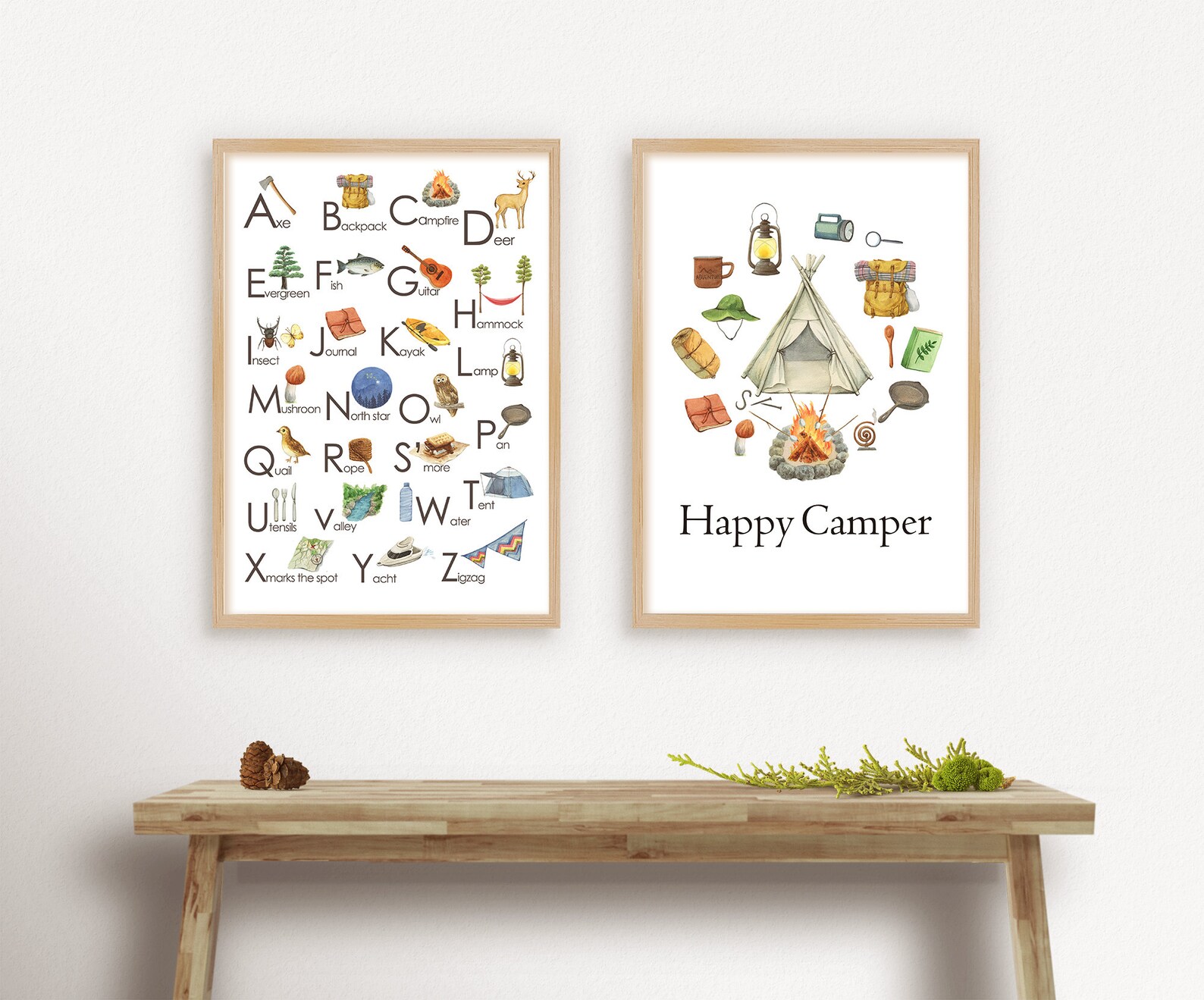 Camping Poster Set of 2 Alphabet Print Baby Shower - Etsy