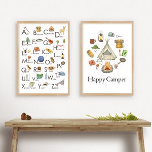Camping Poster Set of 2, Alphabet Print, Baby Shower Gift,alphabet ...