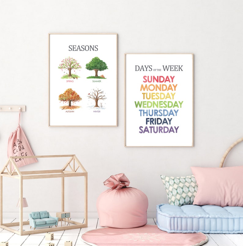 Educational Prints Set of 8 Colors Alphabet Numbers | Etsy