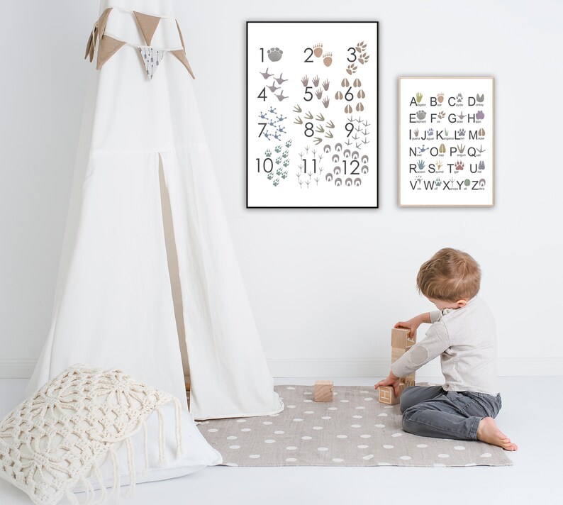 Footprint Alphabet and Number Poster Set Baby Shower Gift - Etsy