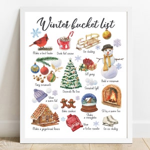 Winter Bucket List Wall Art, Winter Printable Wall Art,winter Poster ...