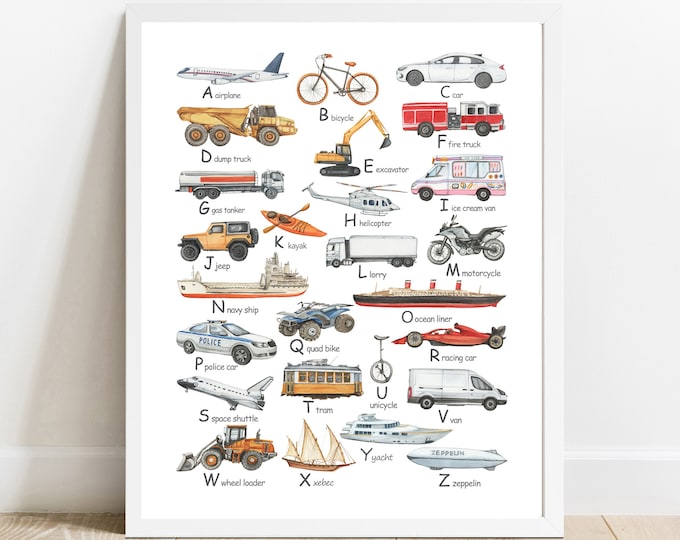 Transport Abc Poster Vehicle Alphabet Transport Prints - Etsy
