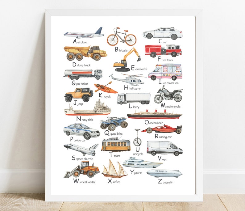Transport Abc Poster Vehicle Alphabet Transport Prints - Etsy