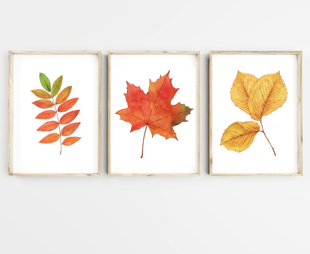 Watercolor Fall Leaves Print Set: Autumn Wall Art (digital Download) - Etsy