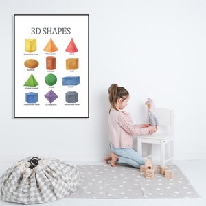 Educational 3D Shape Chart, 3D Shapes Printable, Educational Posters ...