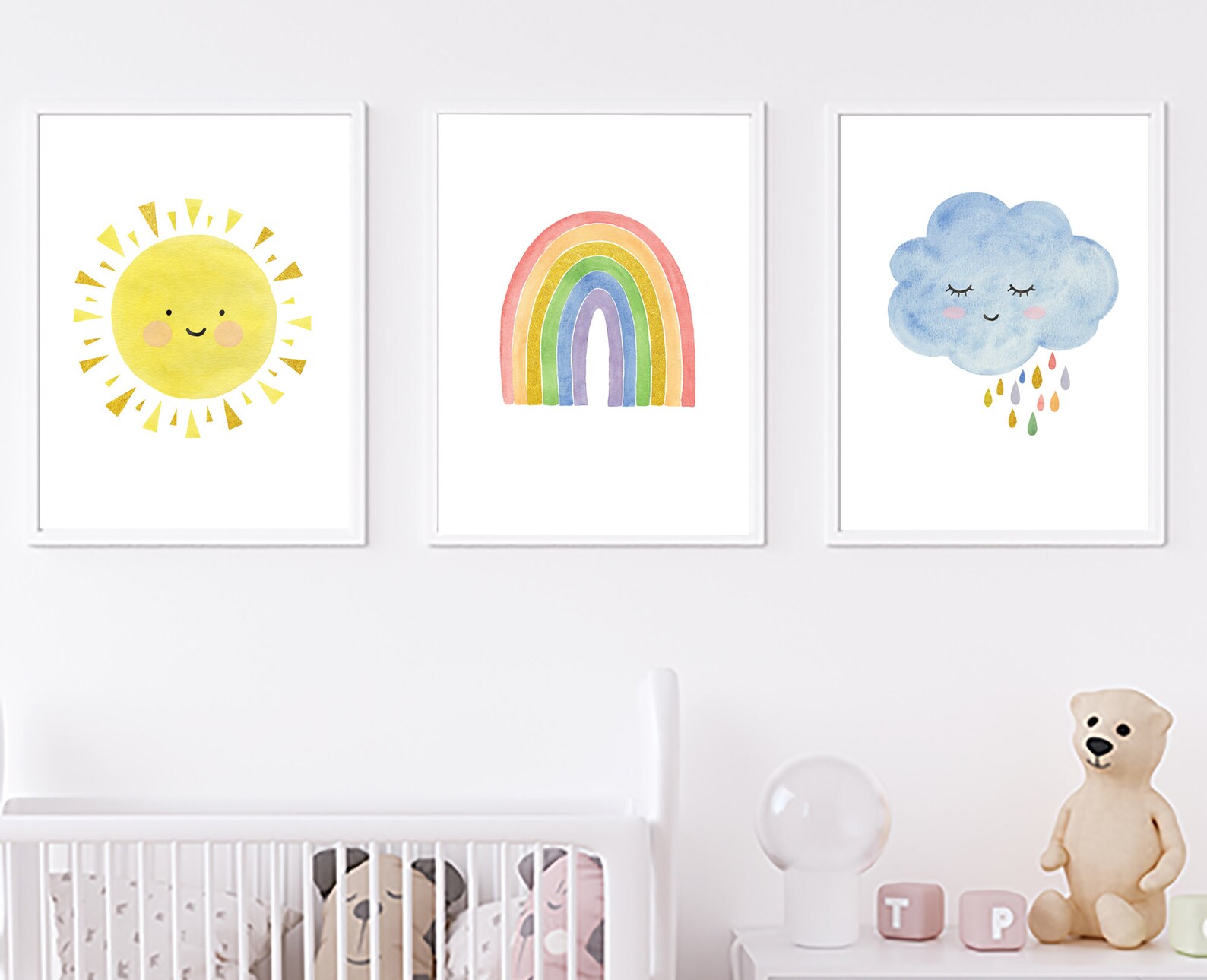 Sun Rainbow Rain Cloud Nursery Artbaby Shower Gift Girls - Etsy