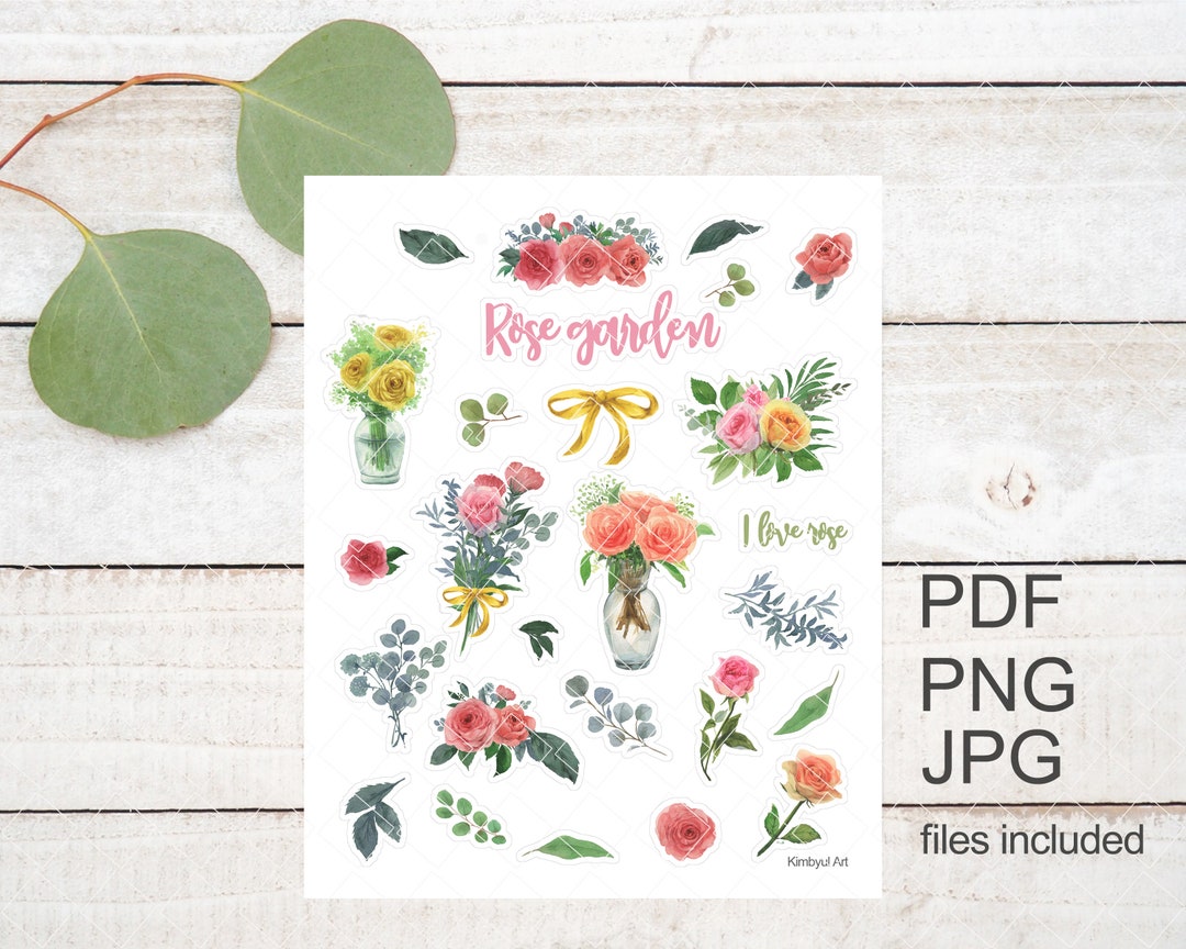 PRINTABLE STICKERS Floral Planner Stickers Flower Bouquets Digital ...