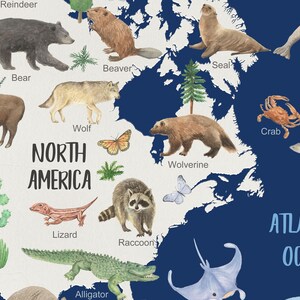 Animals World Map Watercolorworld Map Kids World Map Print - Etsy