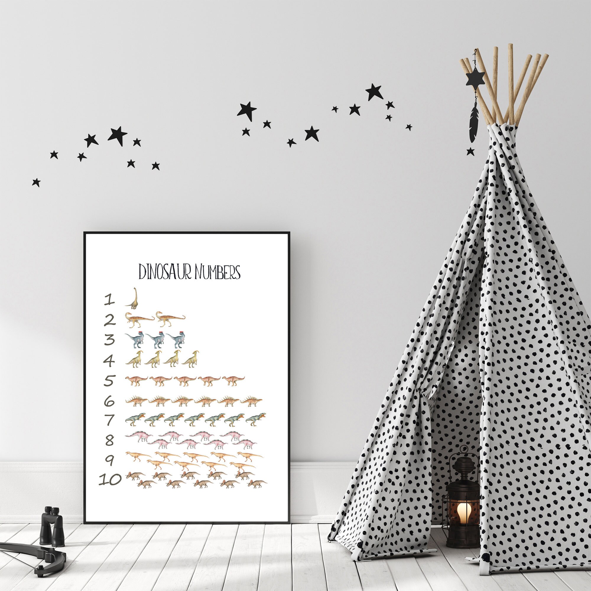 Set of 2 DinosaurAlphabet Number poster Kids Children | Etsy